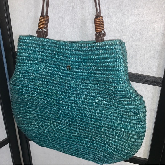 Etienne Aigner | Bags | Etienne Aigner Turquoise Straw Bag | Poshmark